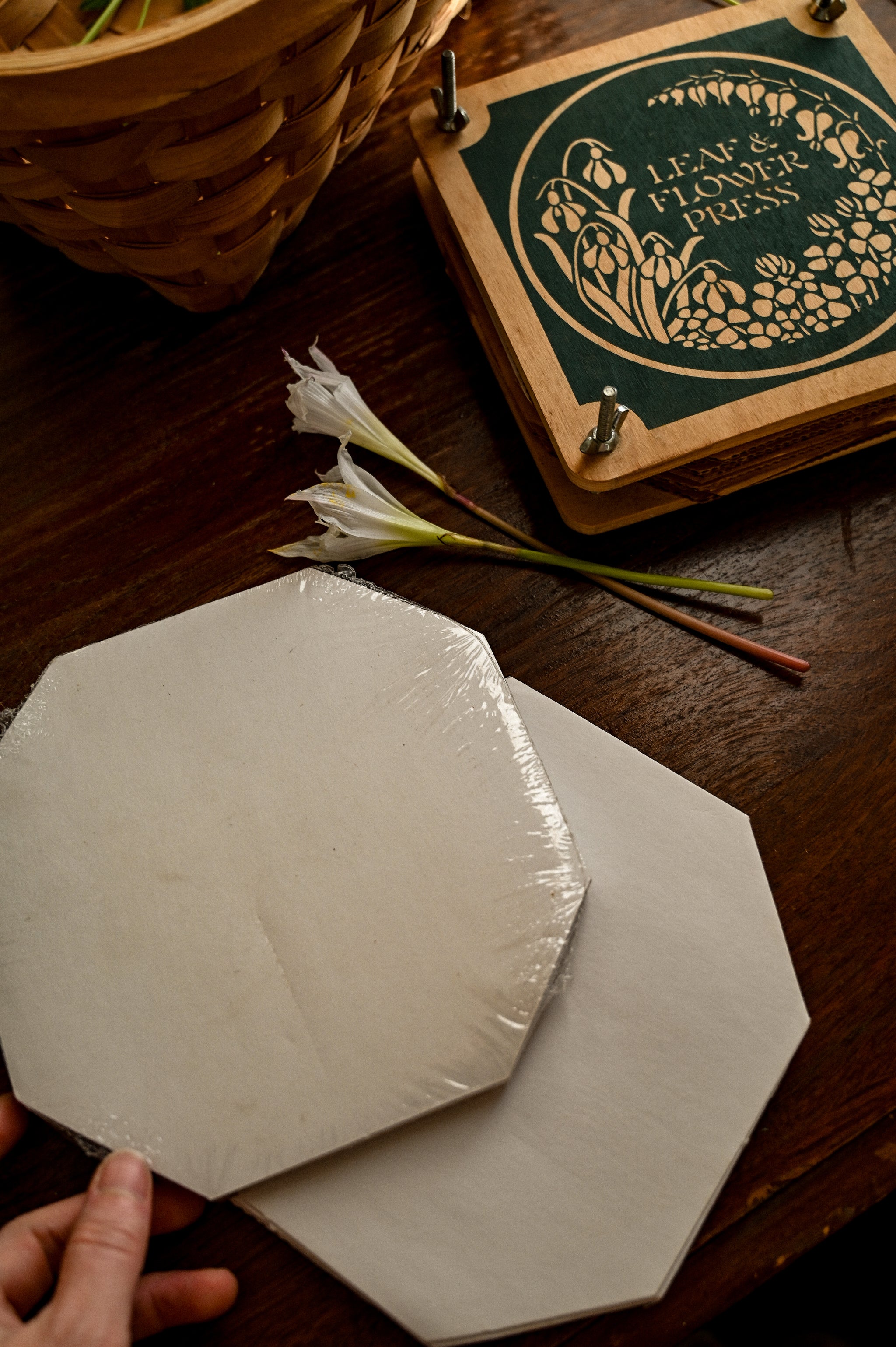 Leaf flower press, extra paper packs wooden bolt screw down plant flor ...